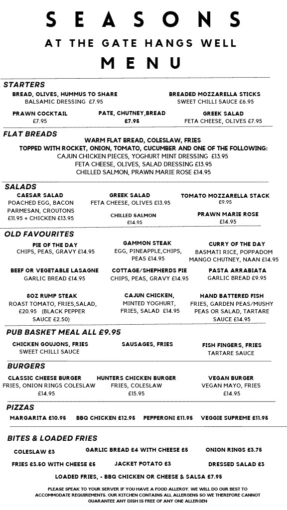 Menu – The Gate Hangs Well & Seasons