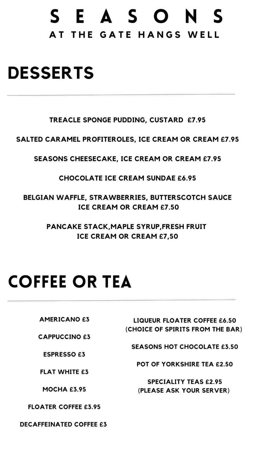 Menu – The Gate Hangs Well & Seasons