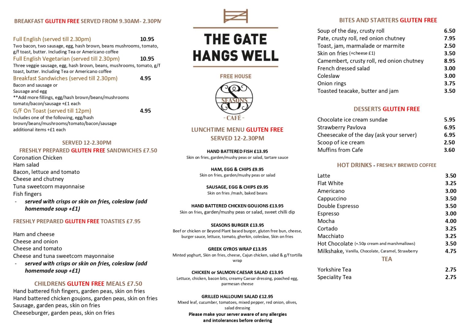 Menu – The Gate Hangs Well & Seasons Carlton Village