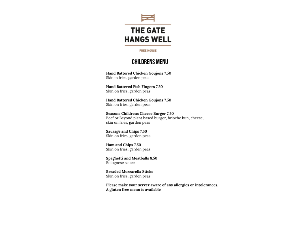 Menu – The Gate Hangs Well & Seasons Carlton Village